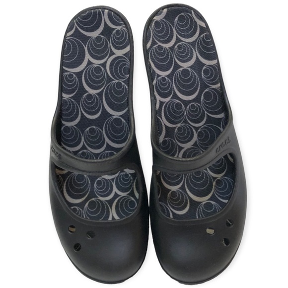 CROCS | Shoes | Crocs Womens Frances Mules Heel Black Wedge Cut Out ...